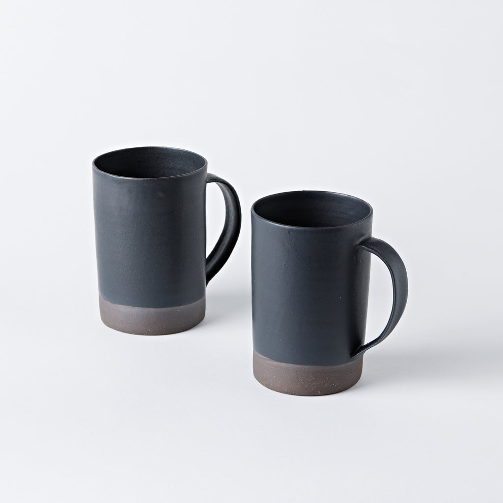Matte Black Glazed Tall Mugs - Set of 2 – Ethos Store