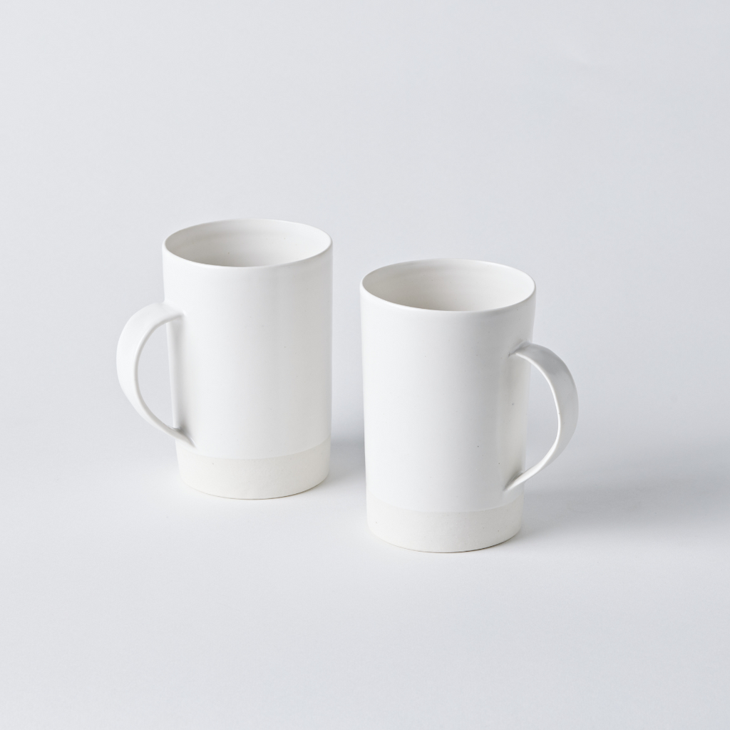 Set of Two Tall Mugs in Satin Matte White Finish – Ethos Store